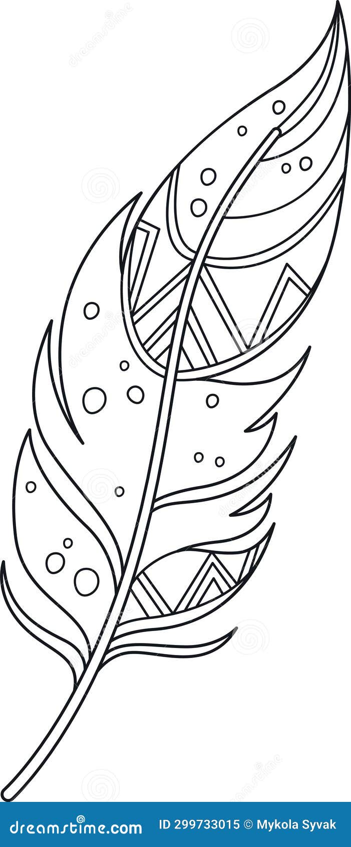 Feather Outline Boho stock vector. Illustration of collection - 299733015