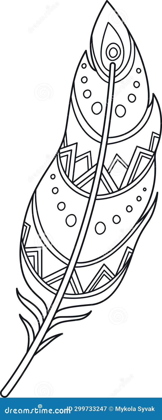 Feather Outline Boho stock vector. Illustration of boho - 299733247