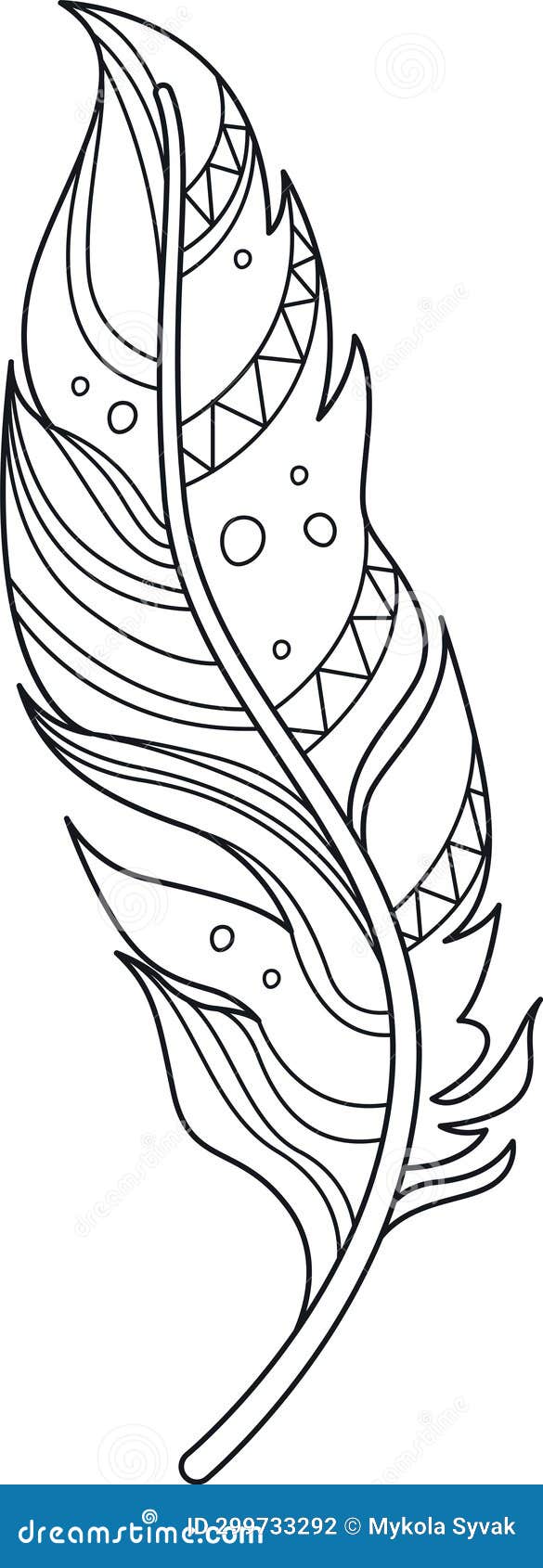 Feather Outline Boho stock vector. Illustration of outline - 299733292