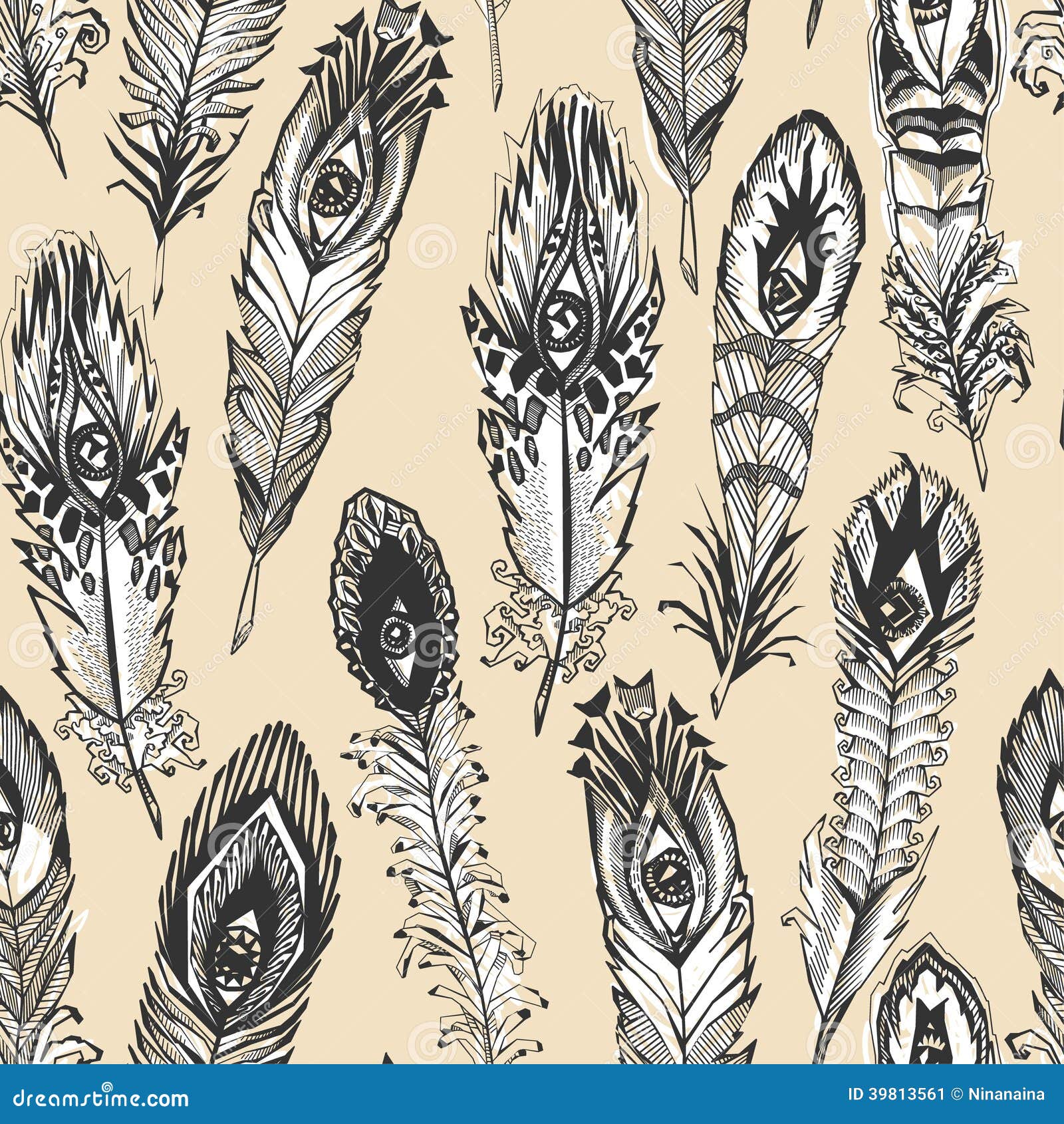 Feather pattern stock vector. Illustration of painting - 39813561