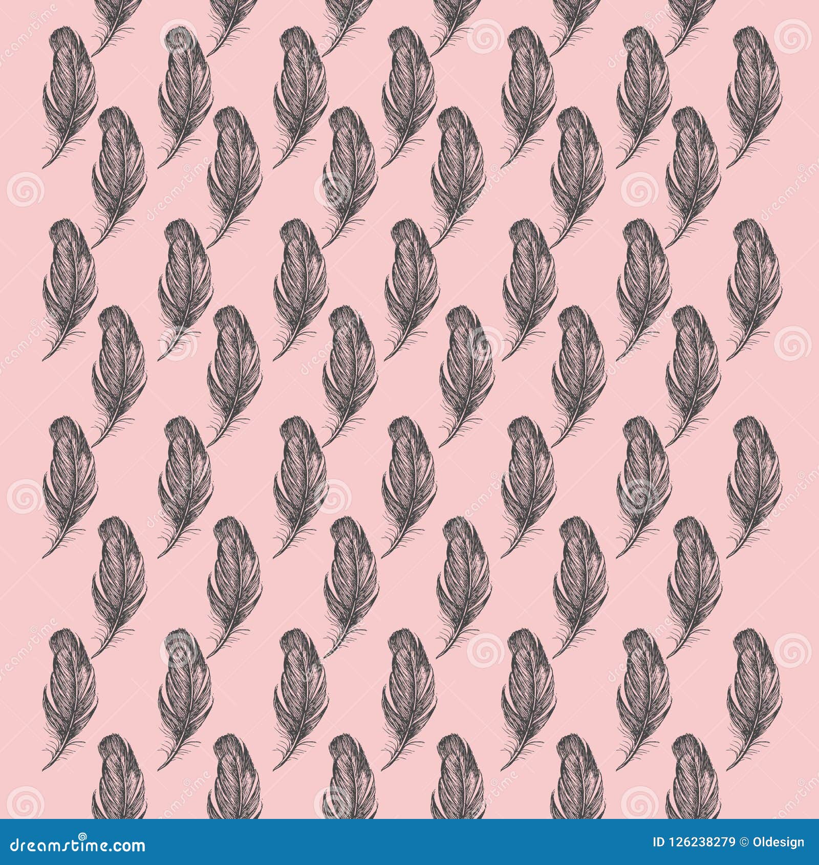 Feather Pattern Hand Drawn Style Stock Vector - Illustration of rustic ...