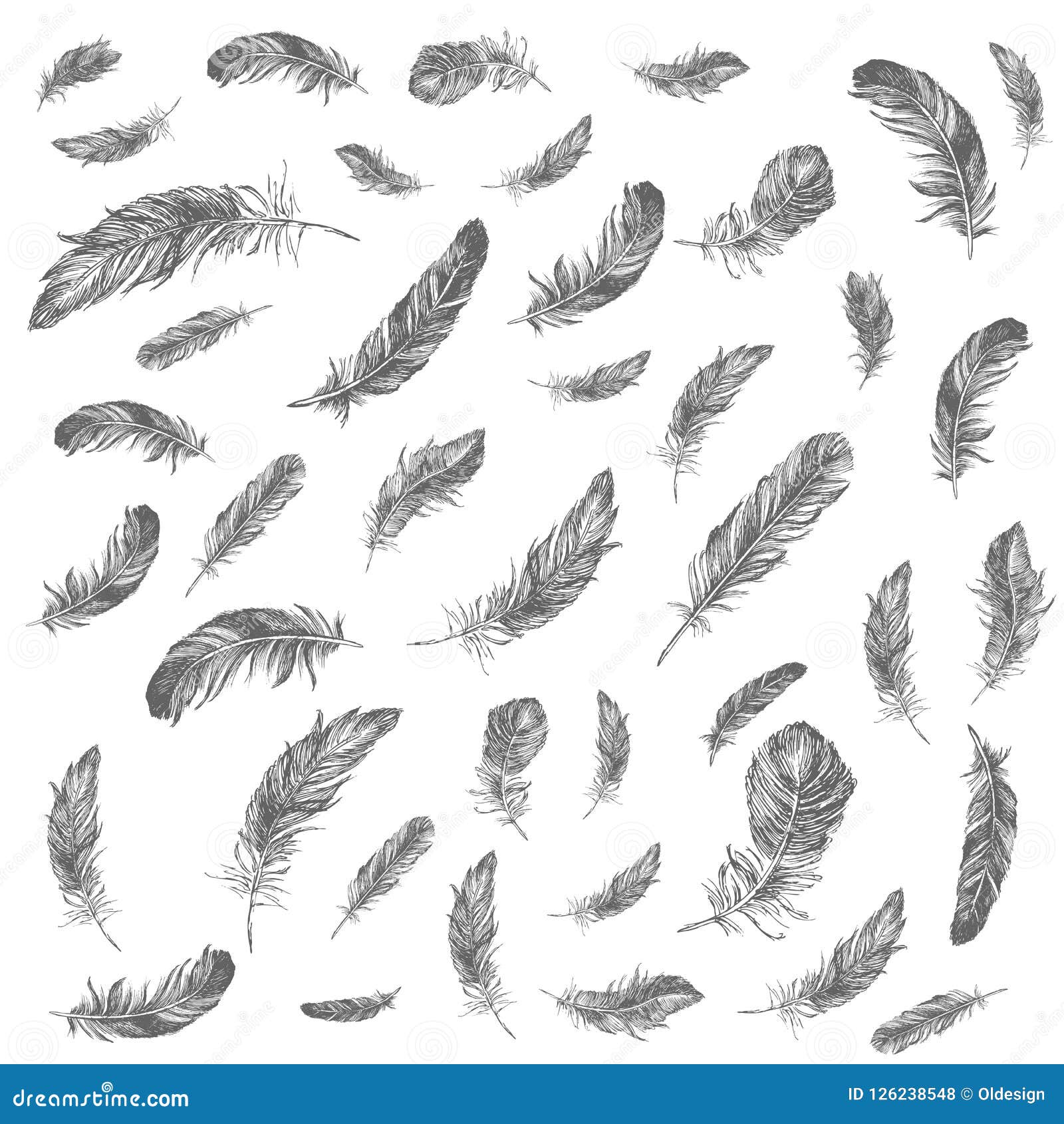 Feather Pattern Hand Drawn Style Stock Vector - Illustration of ethnic ...