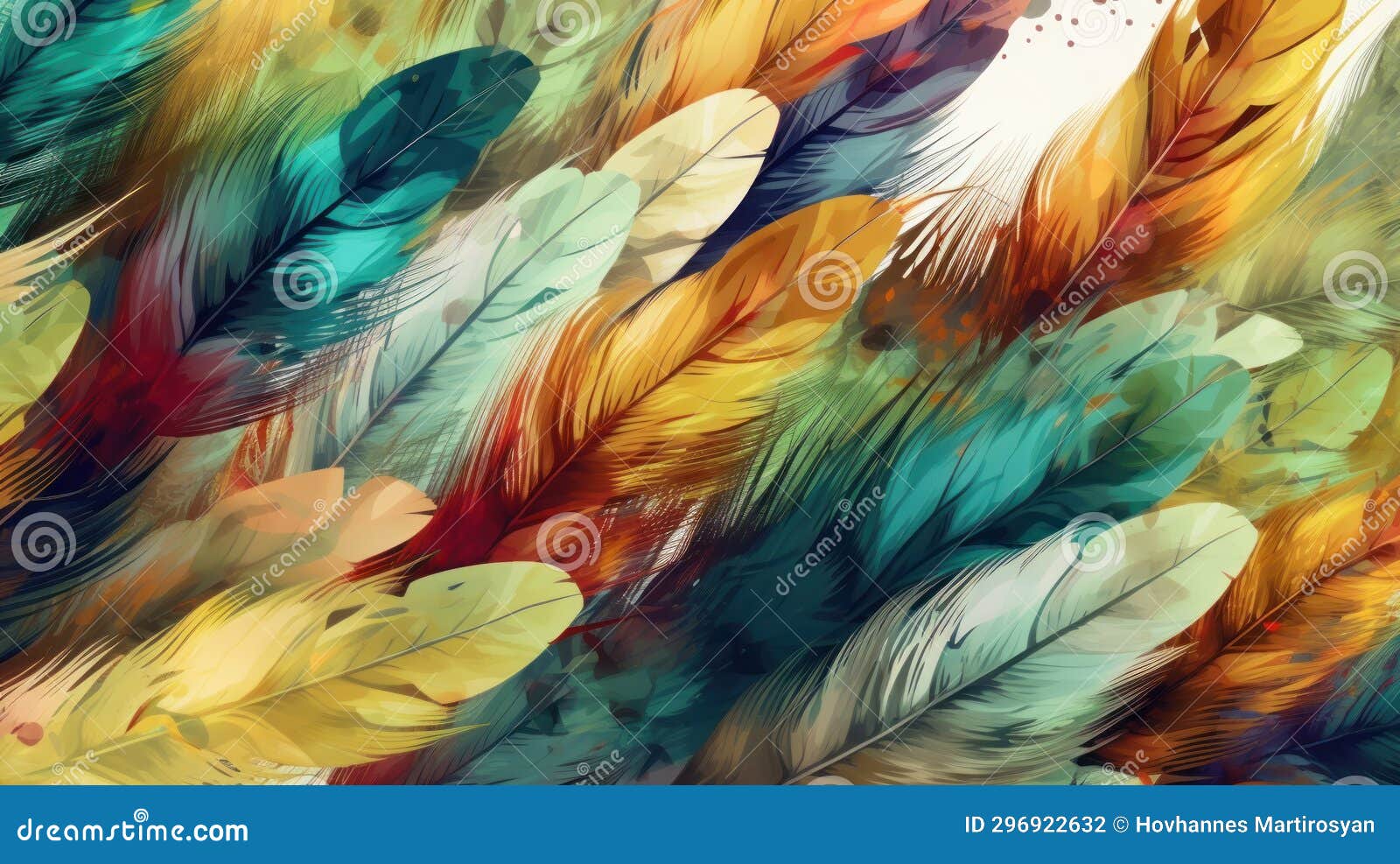 Feather Pattern. Watercolor Bird Feather Pattern from Wing Stock ...