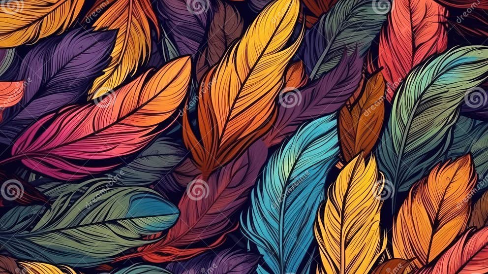 Feather Pattern. Watercolor Bird Feather Pattern from Wing Stock ...