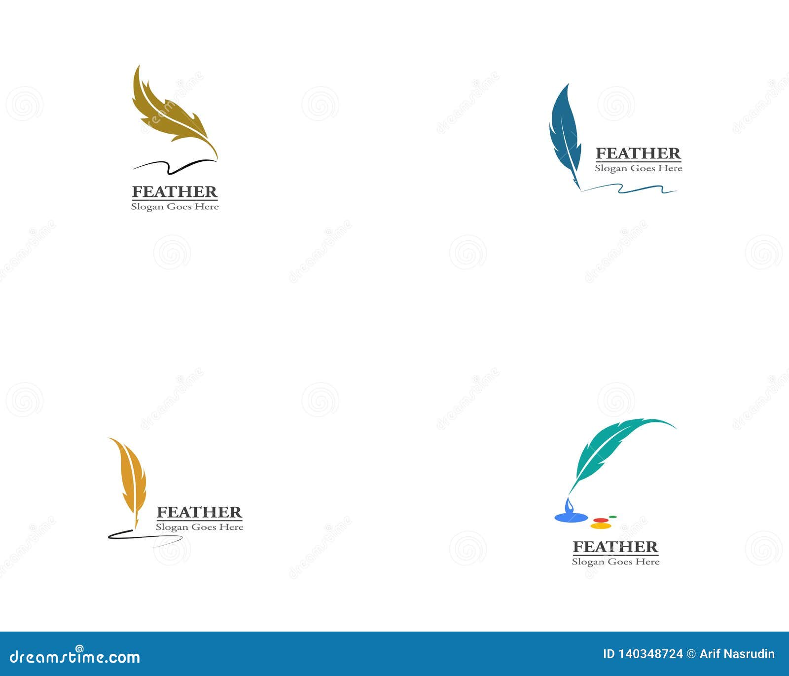 Feather Pen with Book Logo Template Vector Stock Illustration ...