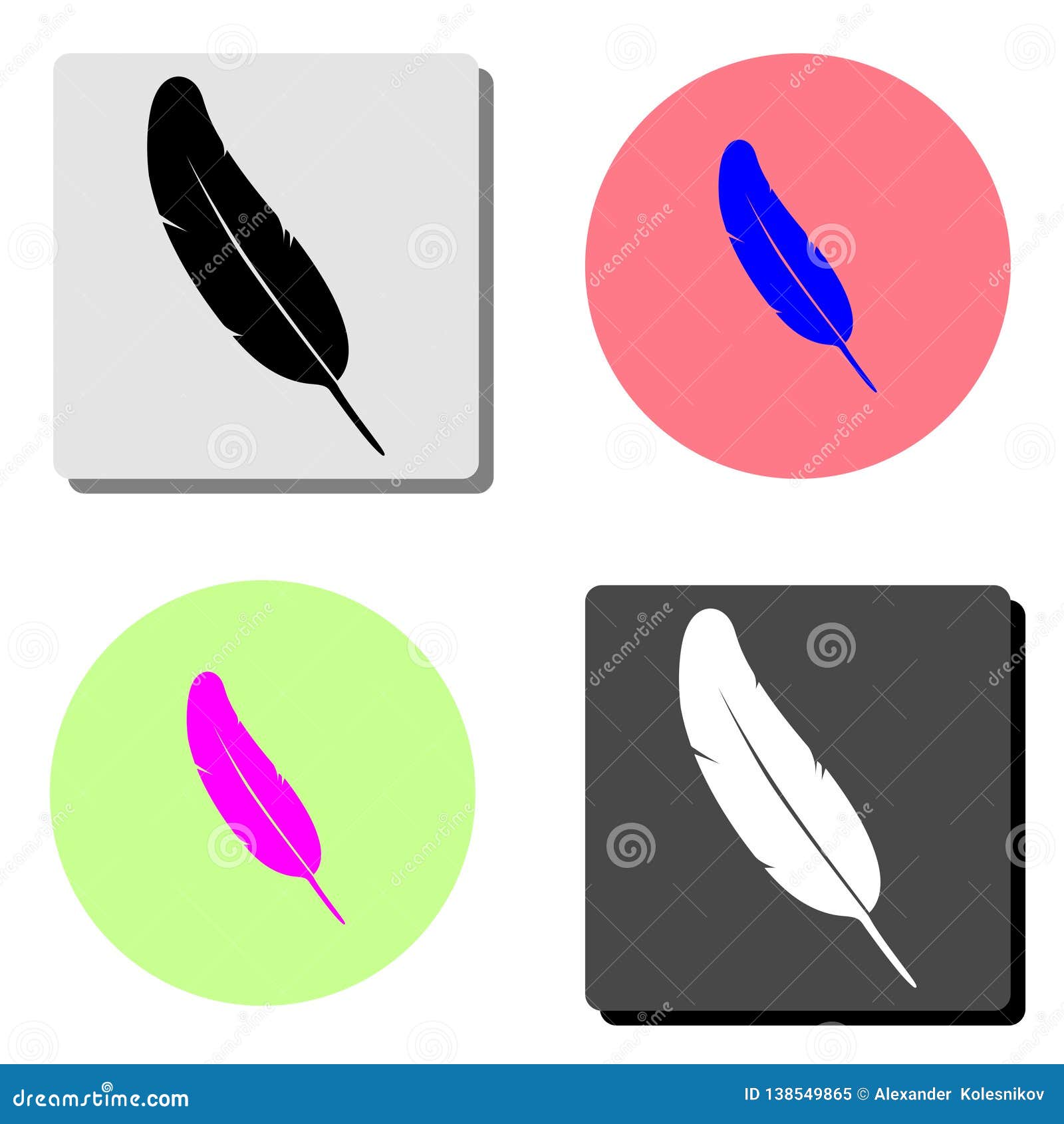 Feather Pen. Flat Vector Icon Stock Vector - Illustration of bird ...