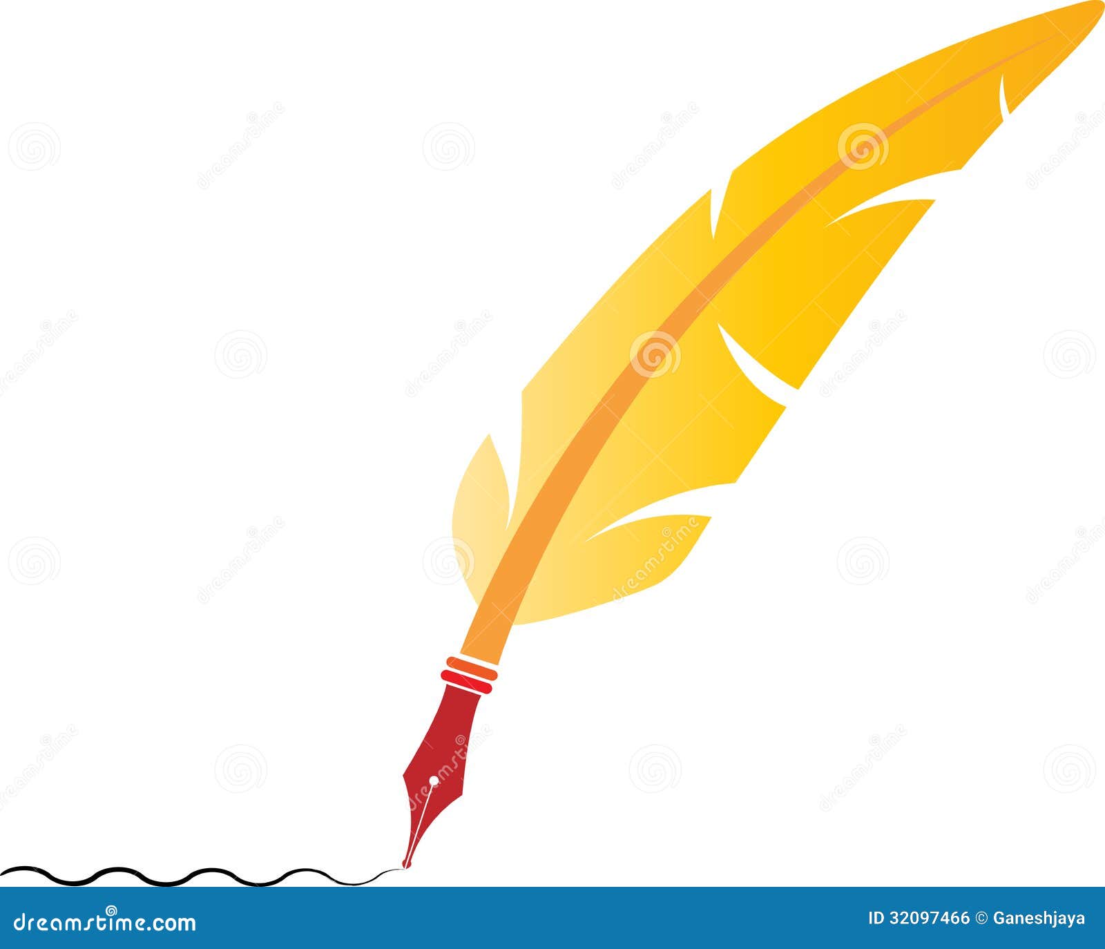 Feather pen stock vector. Illustration of clipart, gold - 32097466