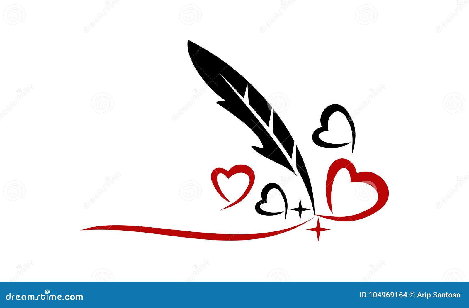 Feather Pen and Heart stock vector. Illustration of ancient - 104969164