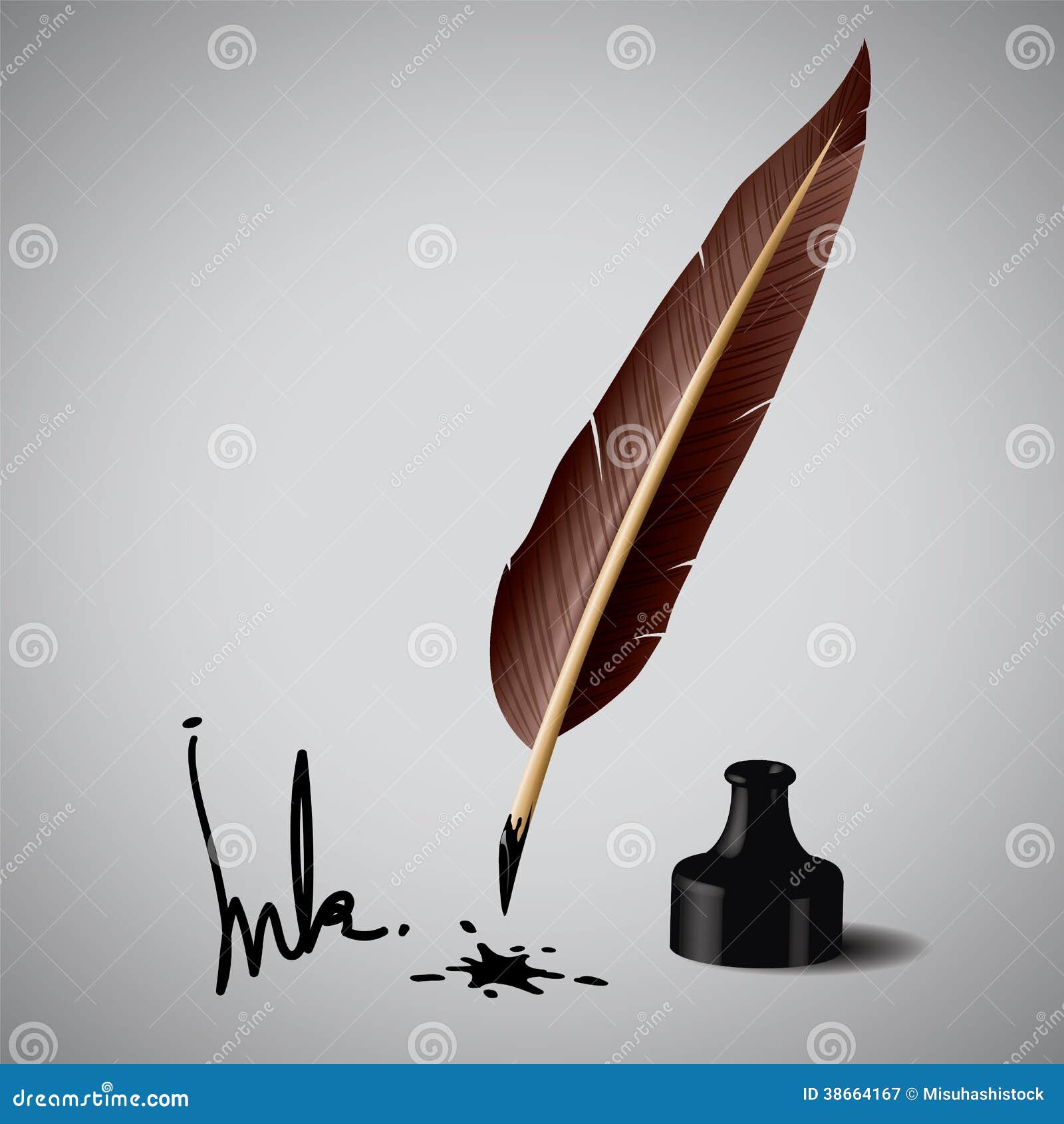 Feather Pen Ink Vector Illustration Stock Vector - Illustration of ...