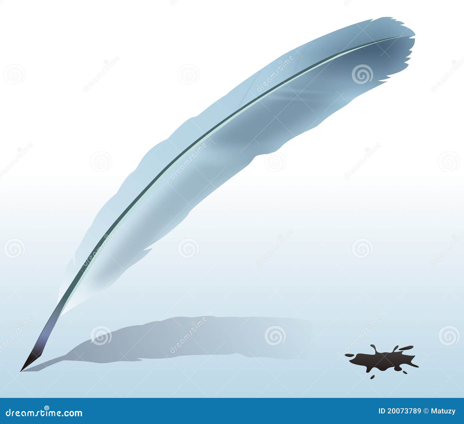 Feather Pen with Ink. Writer Tool. Stock Illustration - Illustration of ...