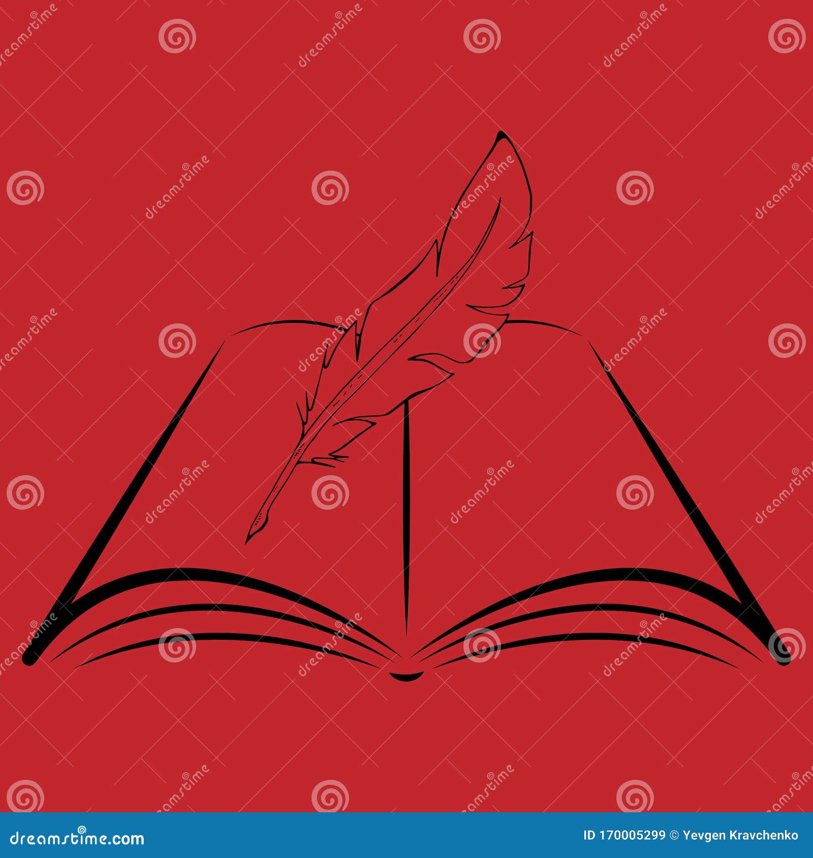 Feather Pen and Notebook. Vector Illustration Notebook with Feather for ...