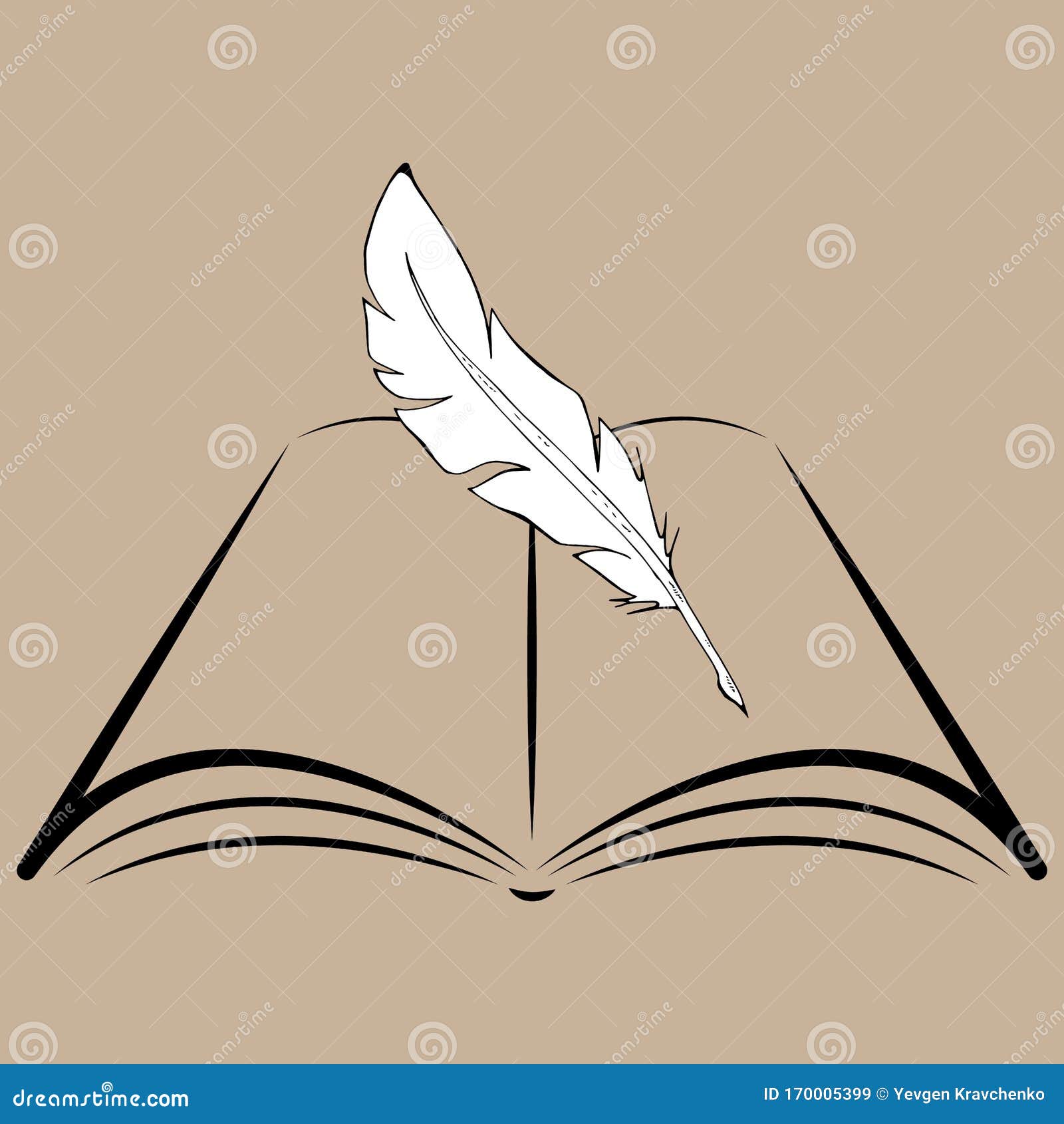 Feather Pen and Notebook. Vector Illustration Notebook with Feather for ...
