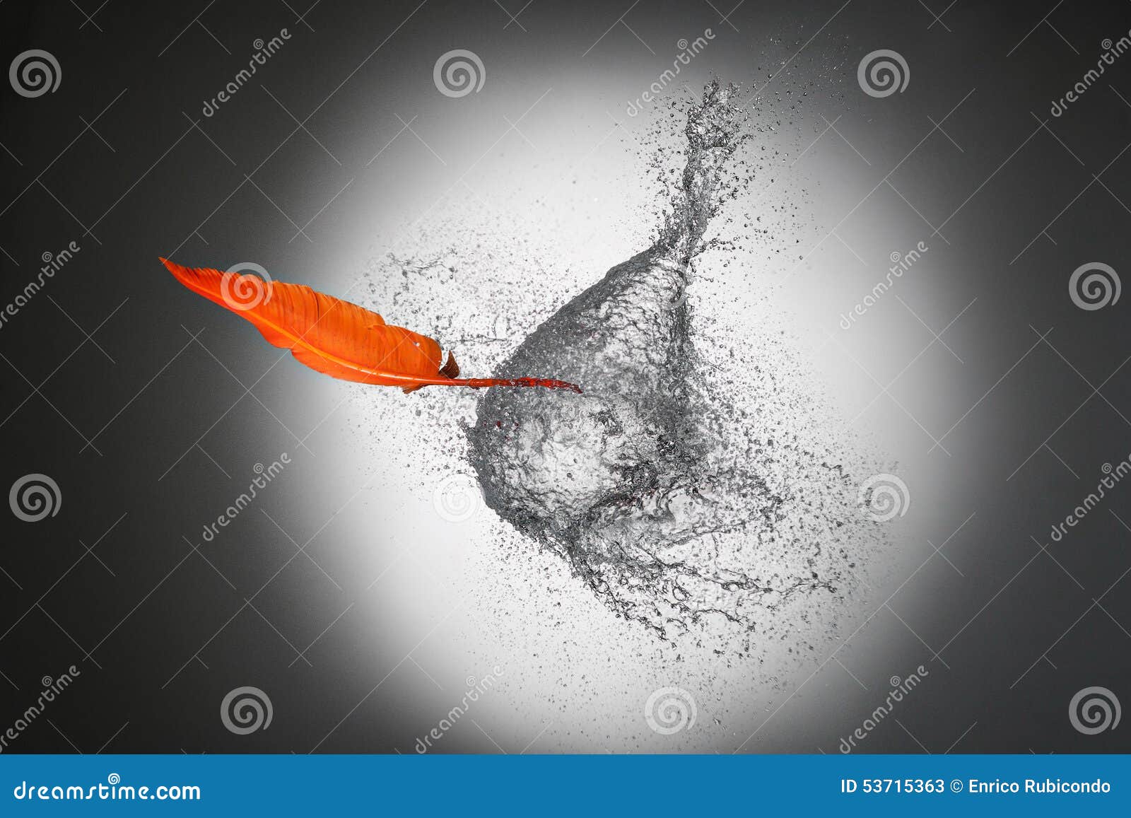 Feather Pen Pierce Giant Water Drop.Target Concept Stock Illustration ...