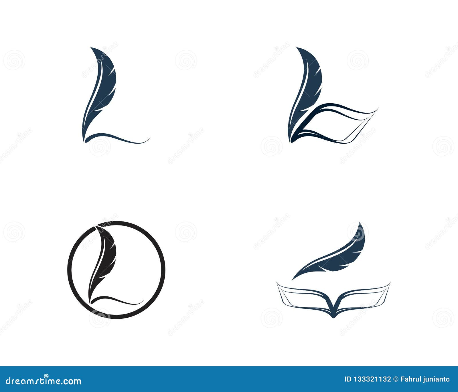 Feather Pen Write Logo Template Stock Vector - Illustration of letter ...