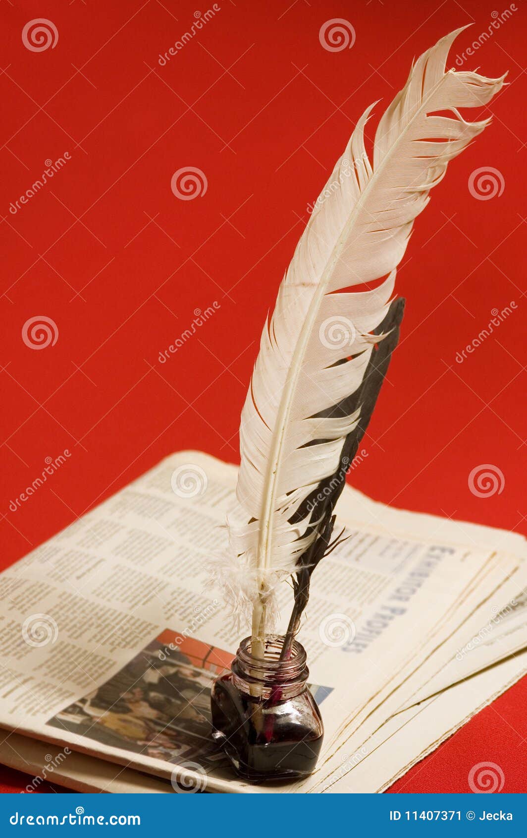 Feather Quill and Newspapers Stock Image - Image of calligraphy, papers ...