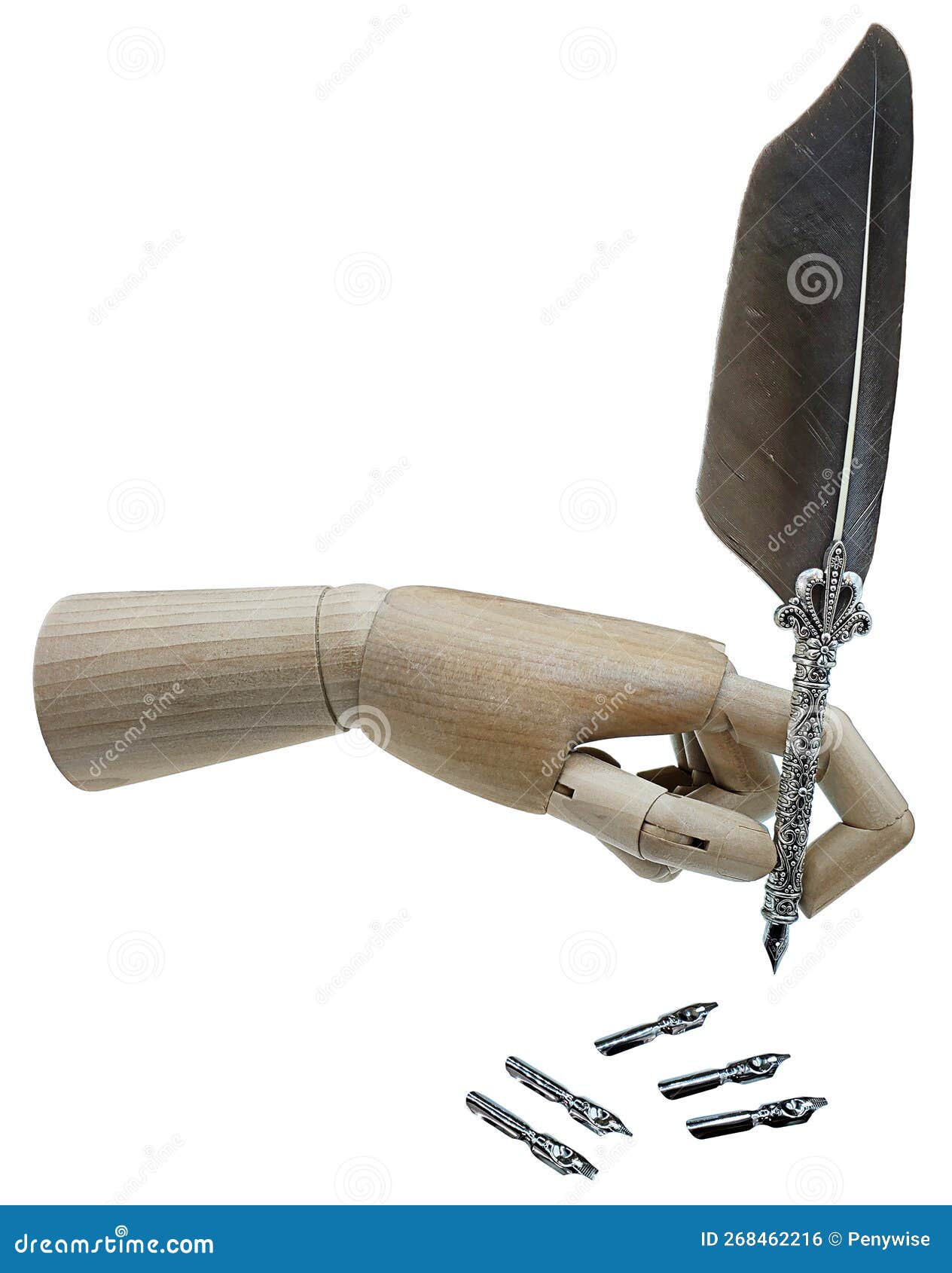 Vintage Silver Feather Quill Stock Photo - Image of antique, plumate ...