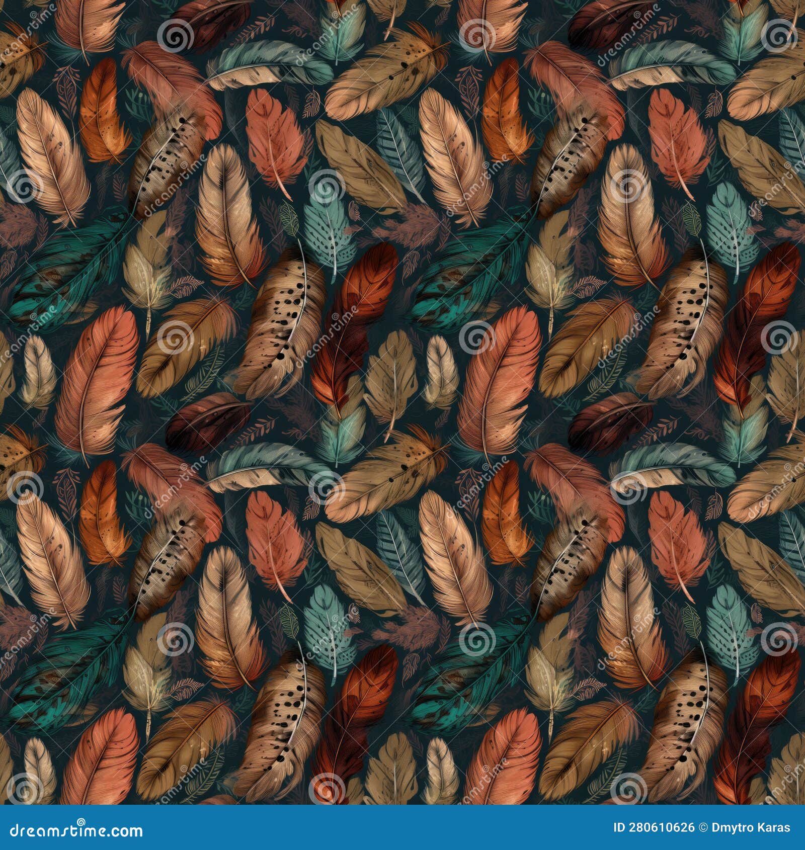 Feather seamless pattern. stock illustration. Illustration of blue ...