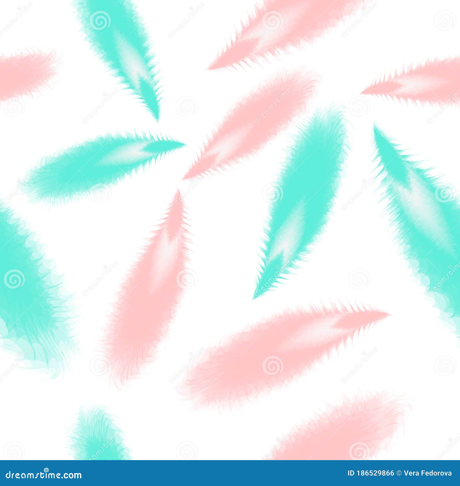 Feather Seamless Pattern. Boho Style Vector Background. Pastel Color ...