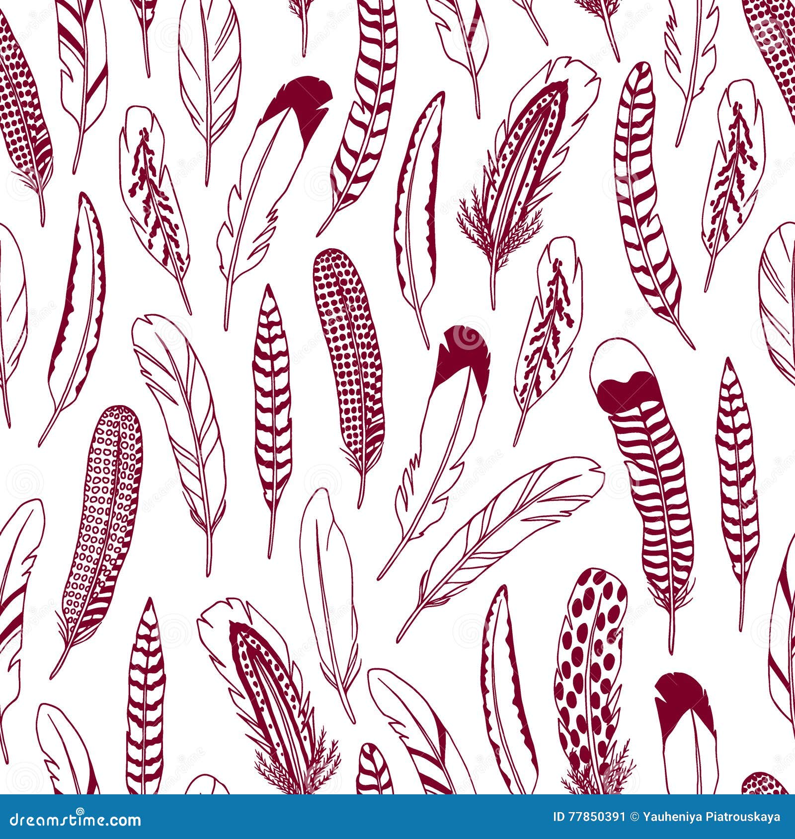 Feather seamless pattern stock vector. Illustration of seamless - 77850391