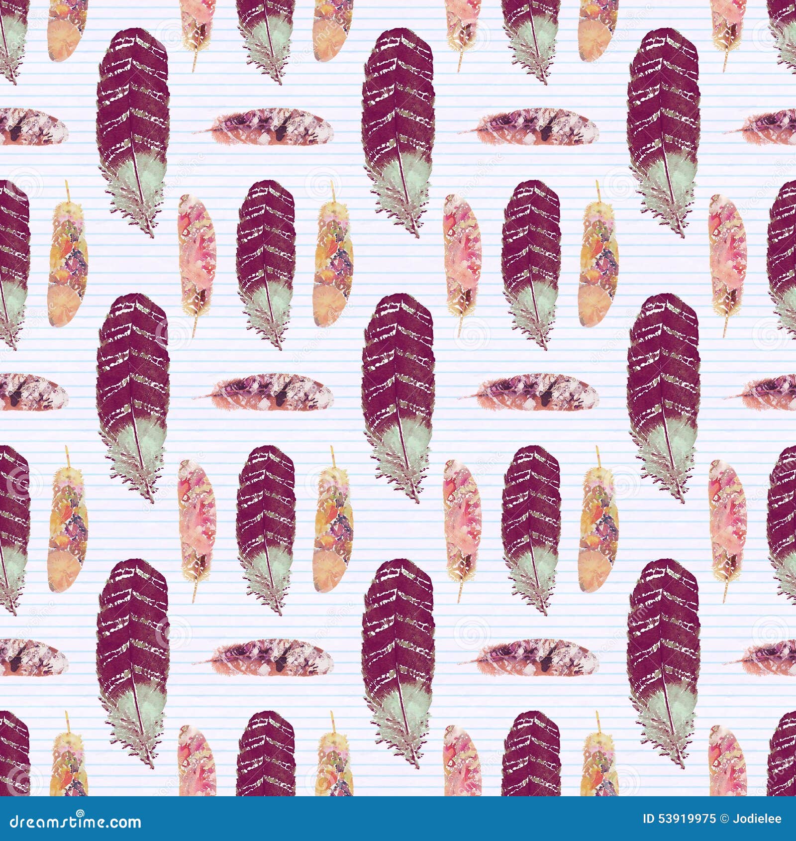 Feather Seamless Pattern with White Background Stock Illustration ...