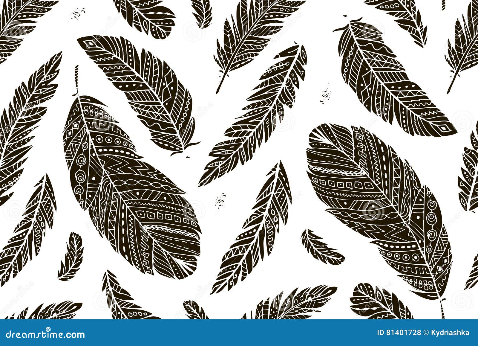 Feather Seamless Pattern for Your Design Stock Vector - Illustration of ...