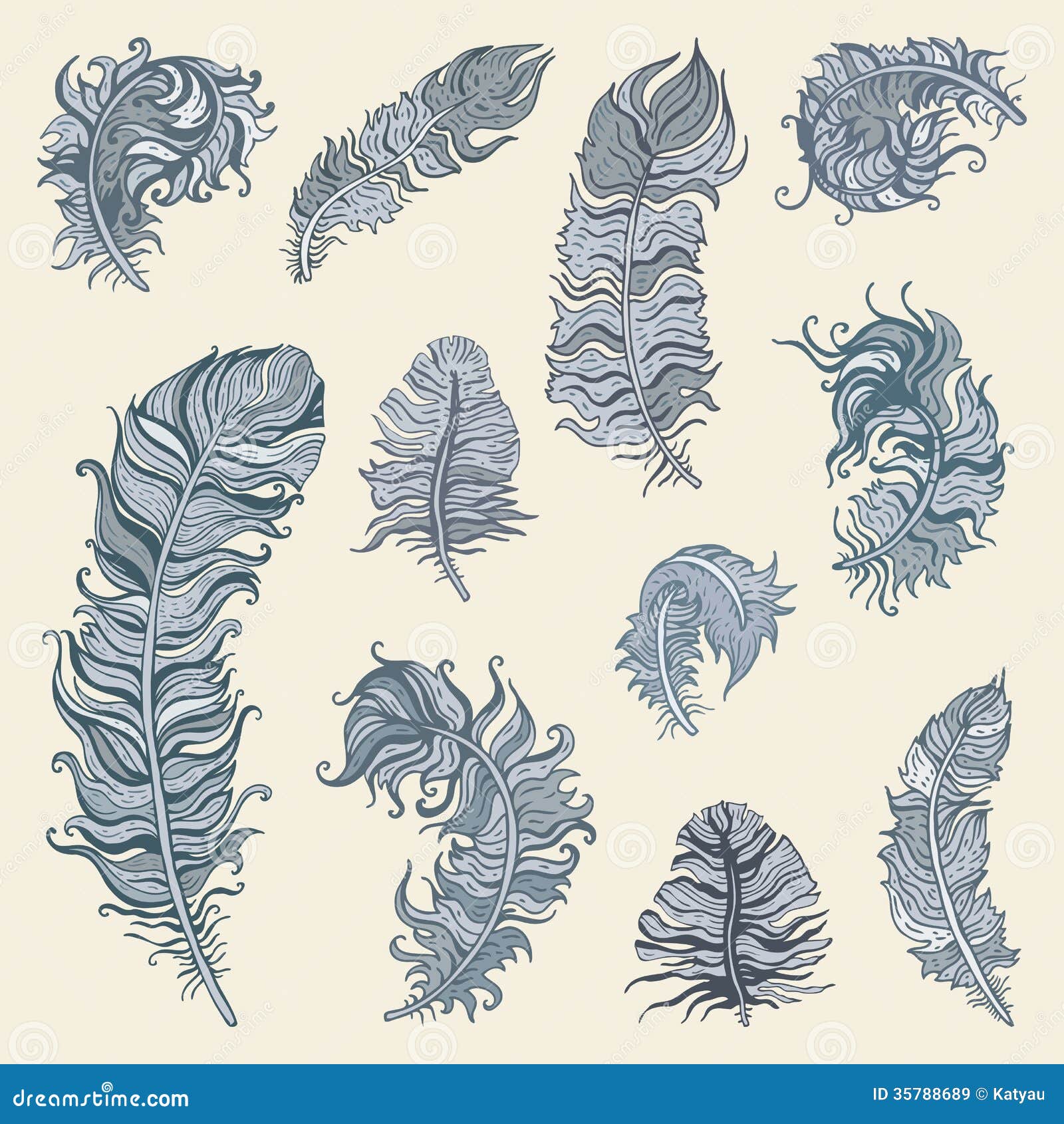 Feather Set stock illustration. Illustration of decoration - 35788689