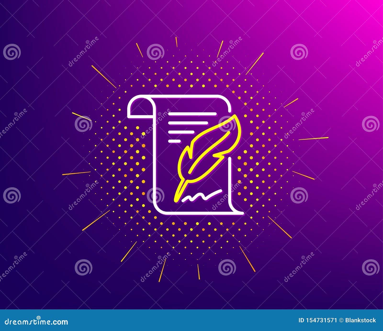 Feather Signature Line Icon. Copywriting Sign. Vector Stock Vector ...