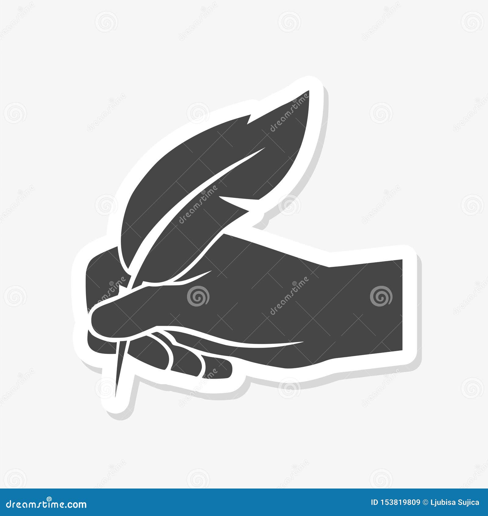 Feather Sticker Isolated on White Background Stock Vector ...