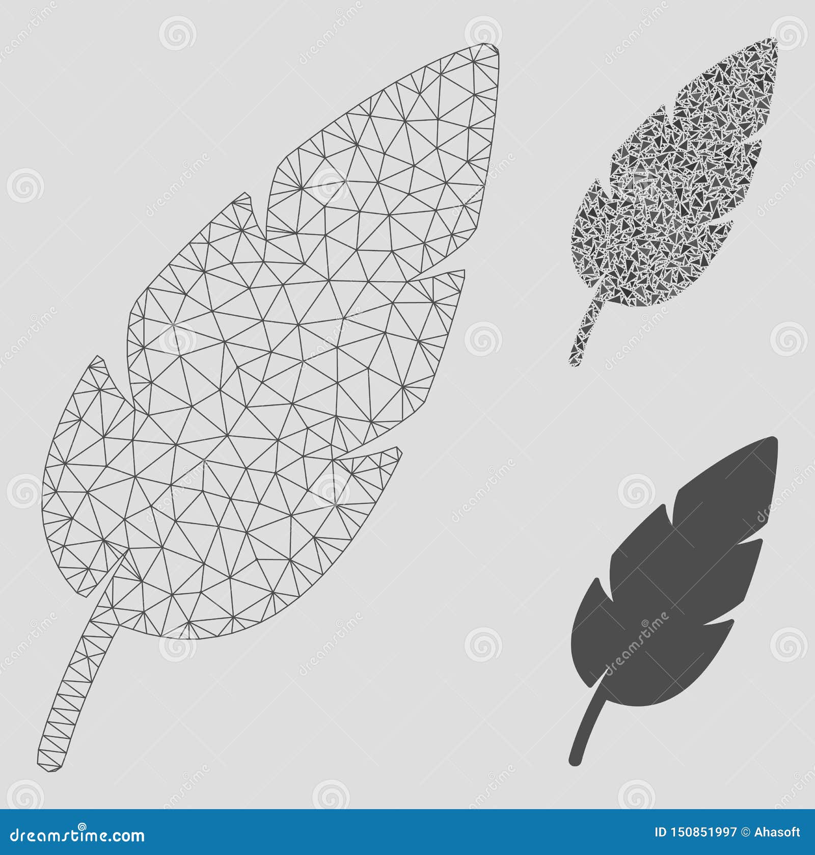 Feather Vector Mesh 2D Model and Triangle Mosaic Icon Stock Vector ...