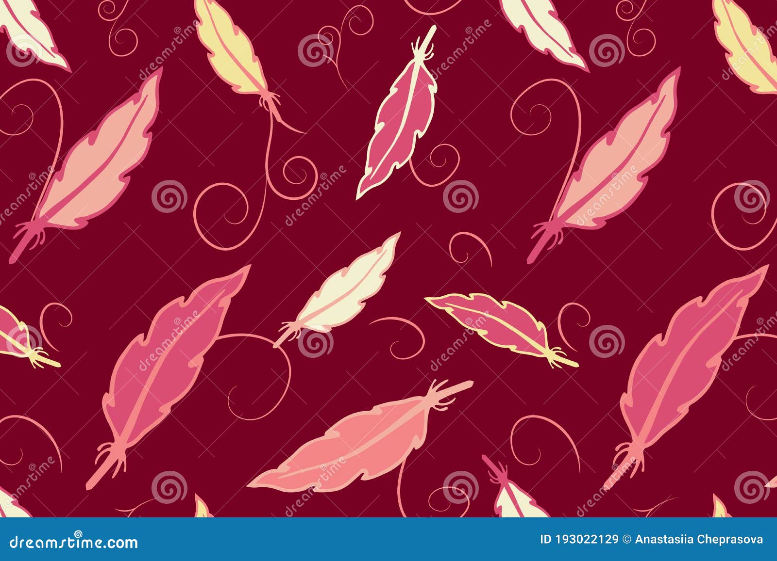 Red Vector Pattern with Doodle Feather Stock Vector - Illustration of ...