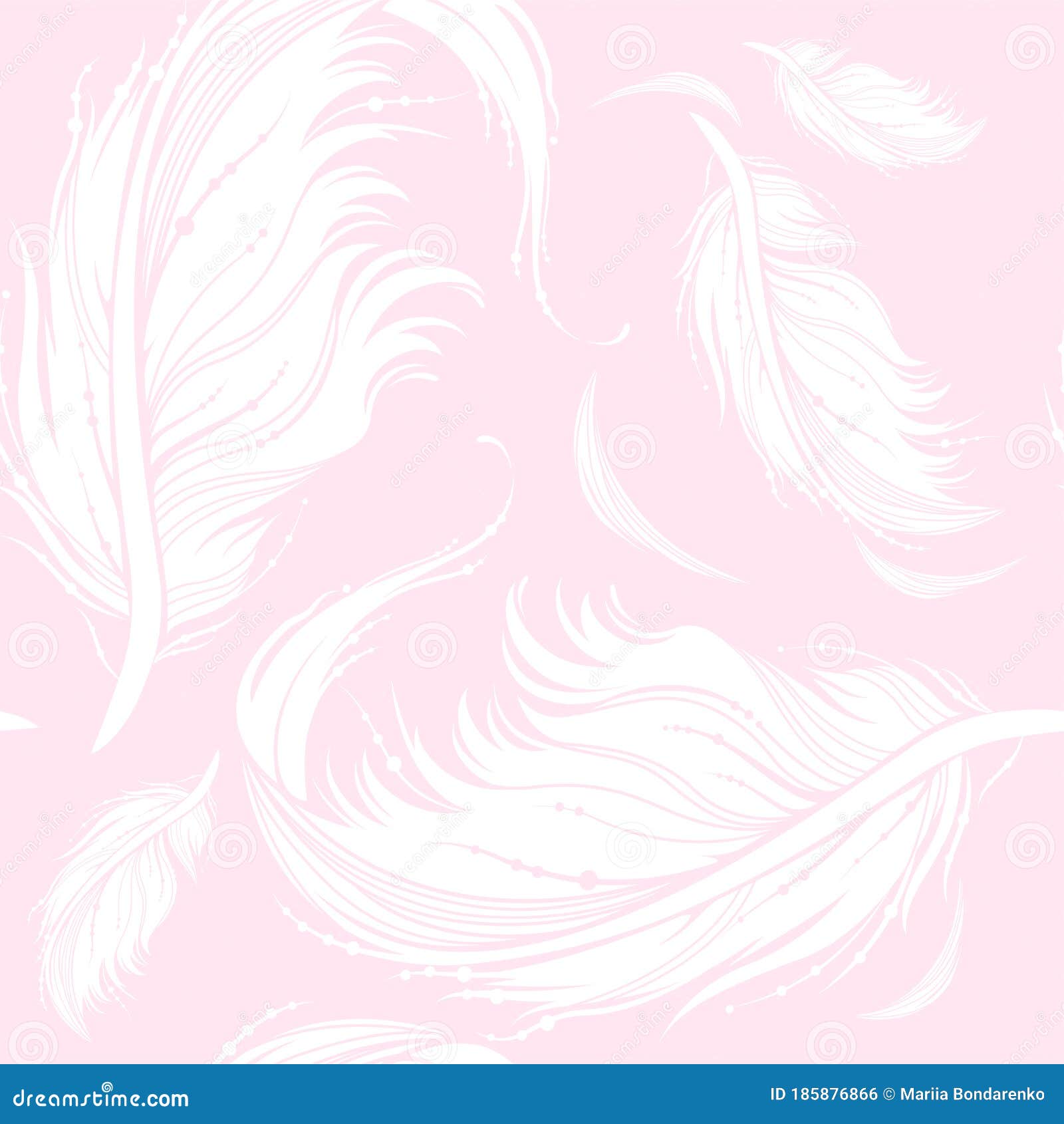 Feather Vector Seamless Pattern in Pink and White Stock Vector ...