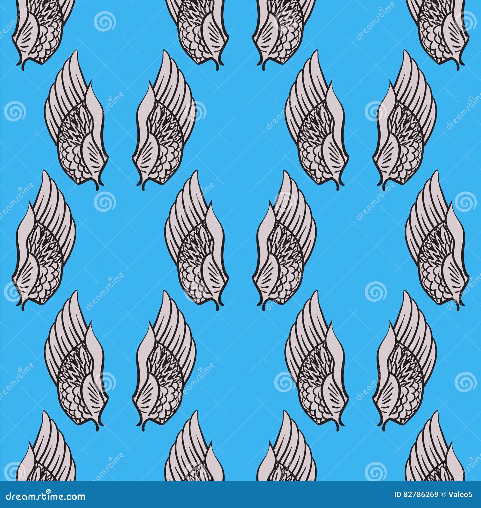 Feather Wings Seamless Pattern Stock Vector - Illustration of history ...