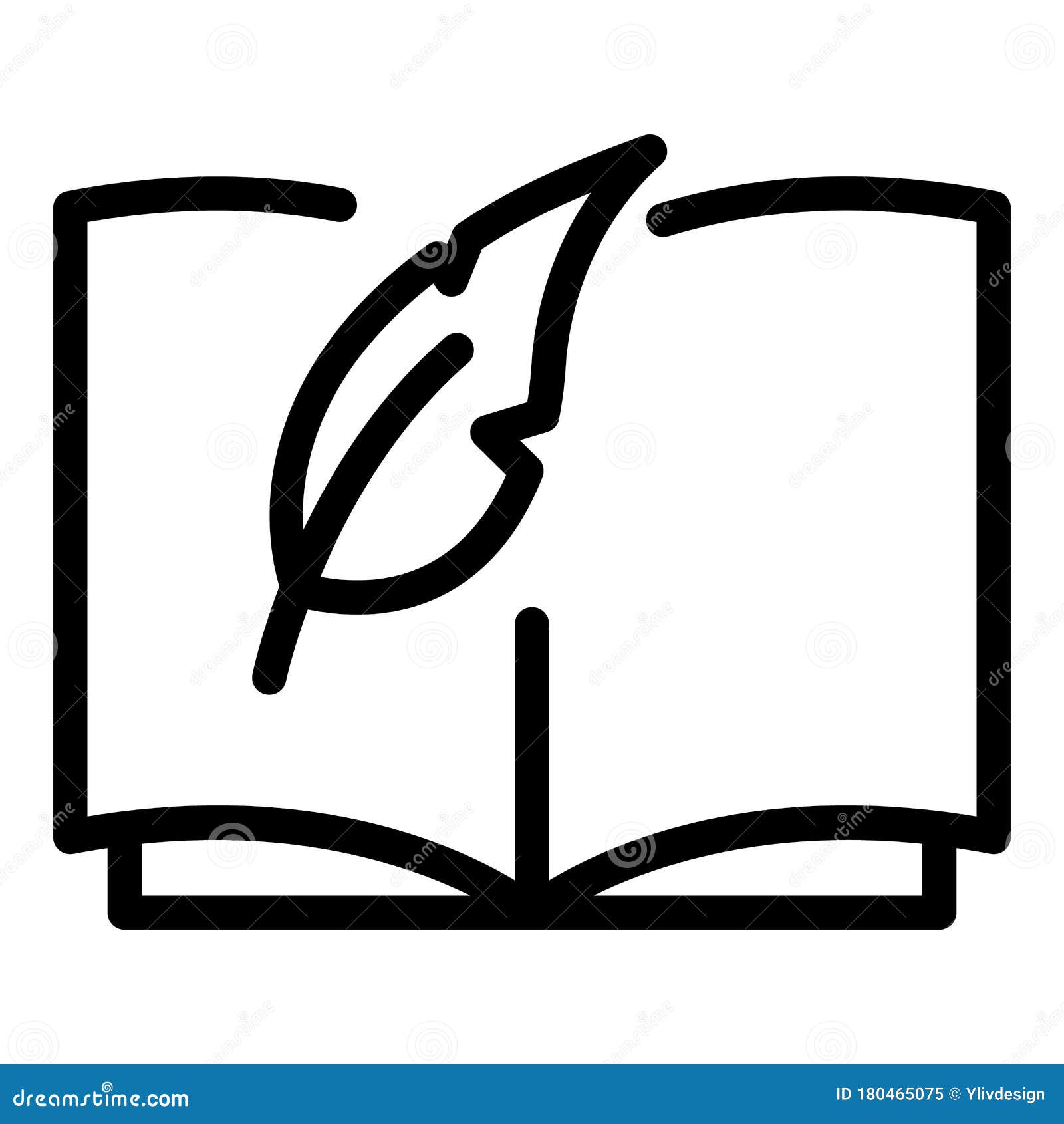 Feather Wrote in Diary Icon, Outline Style Stock Vector - Illustration ...