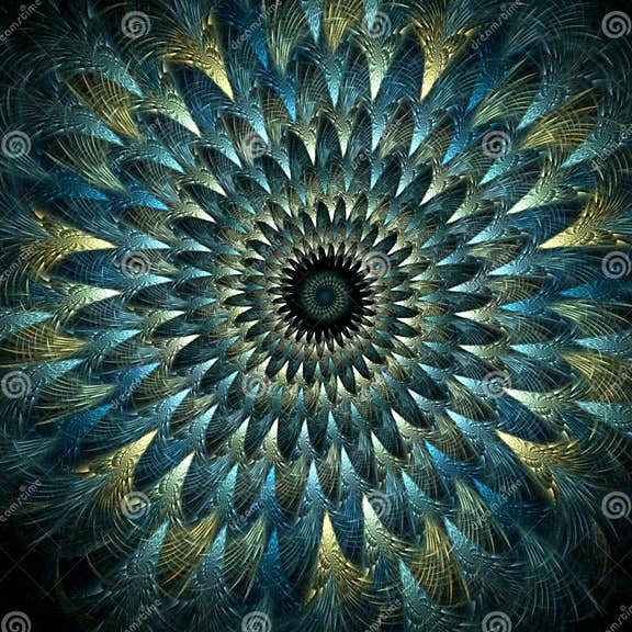 Feathered peacock spiral stock illustration. Illustration of stylized ...