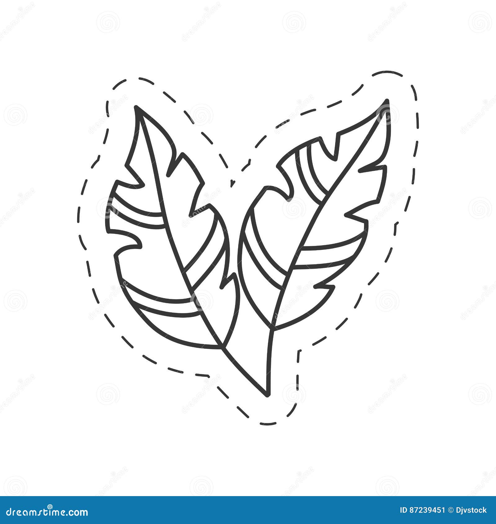 Feathers Bird Decorative Thin Line Stock Illustration - Illustration of ...