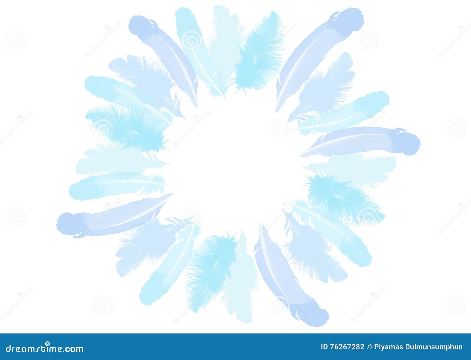 Feathers of Blue Bird. Wreath Border Stock Illustration - Illustration ...