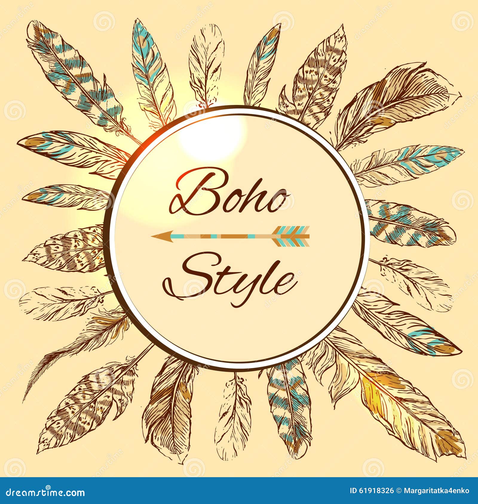 Feathers boho style stock vector. Illustration of dream - 61918326