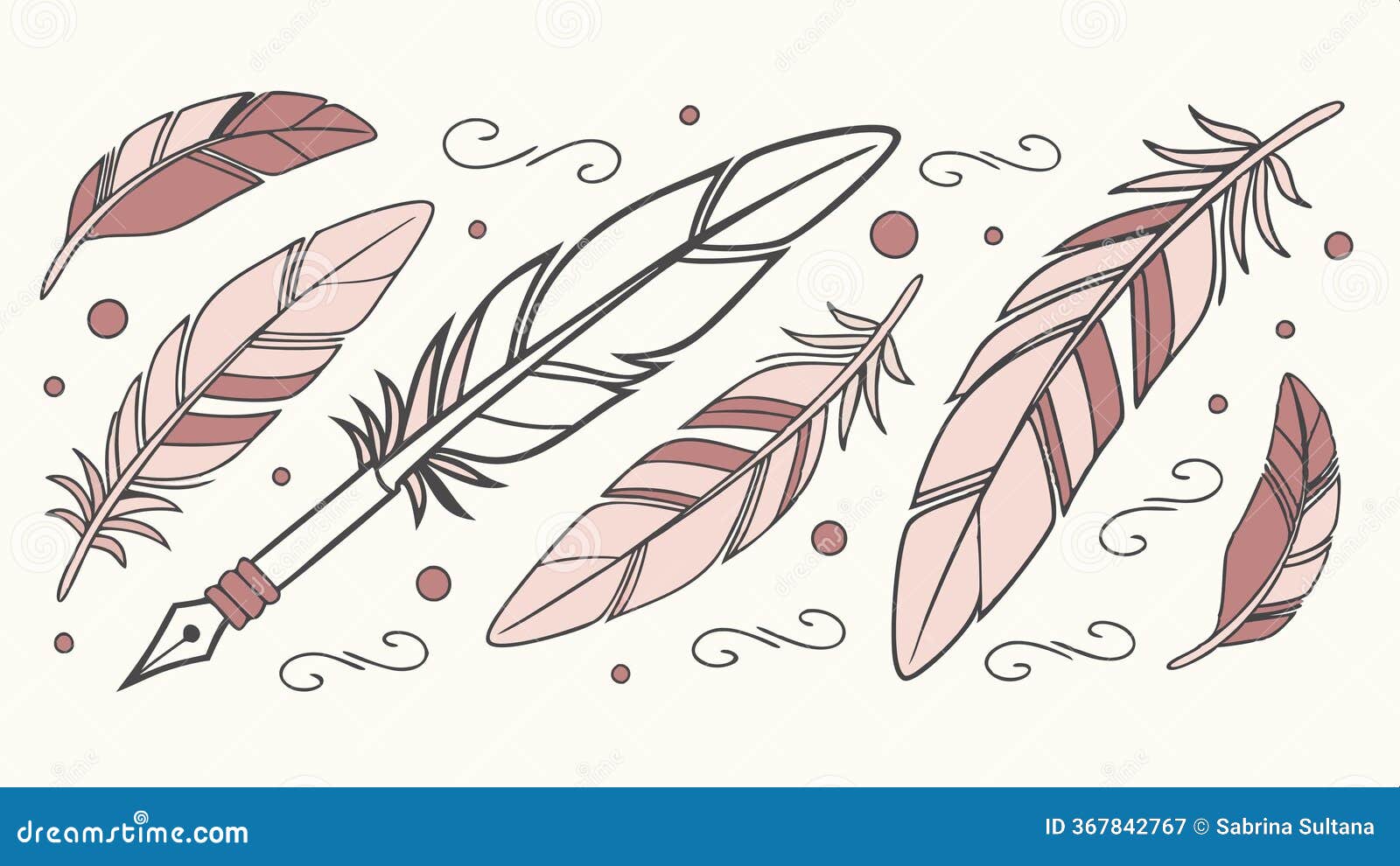 Feathers Border. Seamless Strip. Water Color Royalty-Free Stock ...