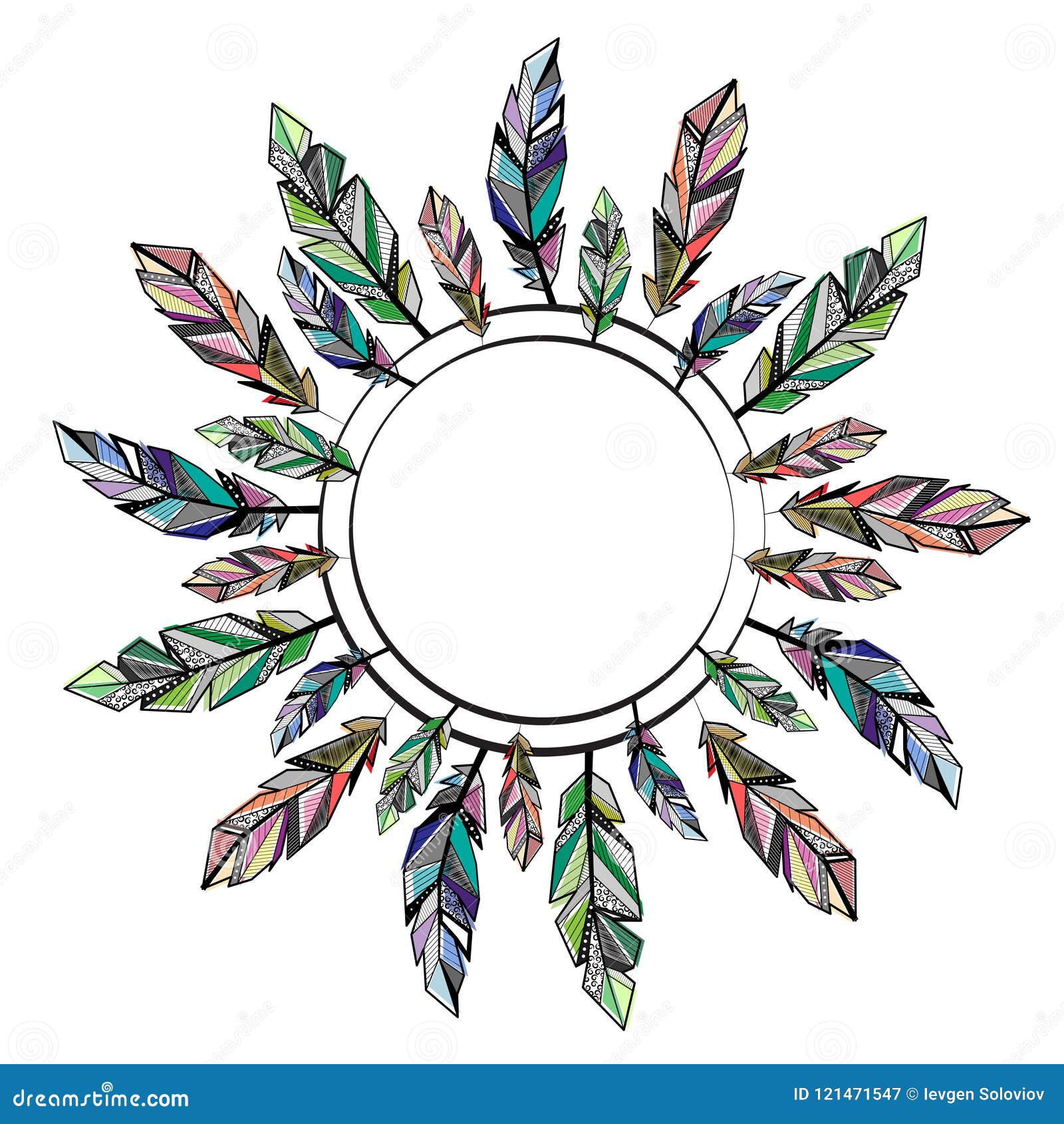 Feathers circle frame stock vector. Illustration of grunge - 121471547