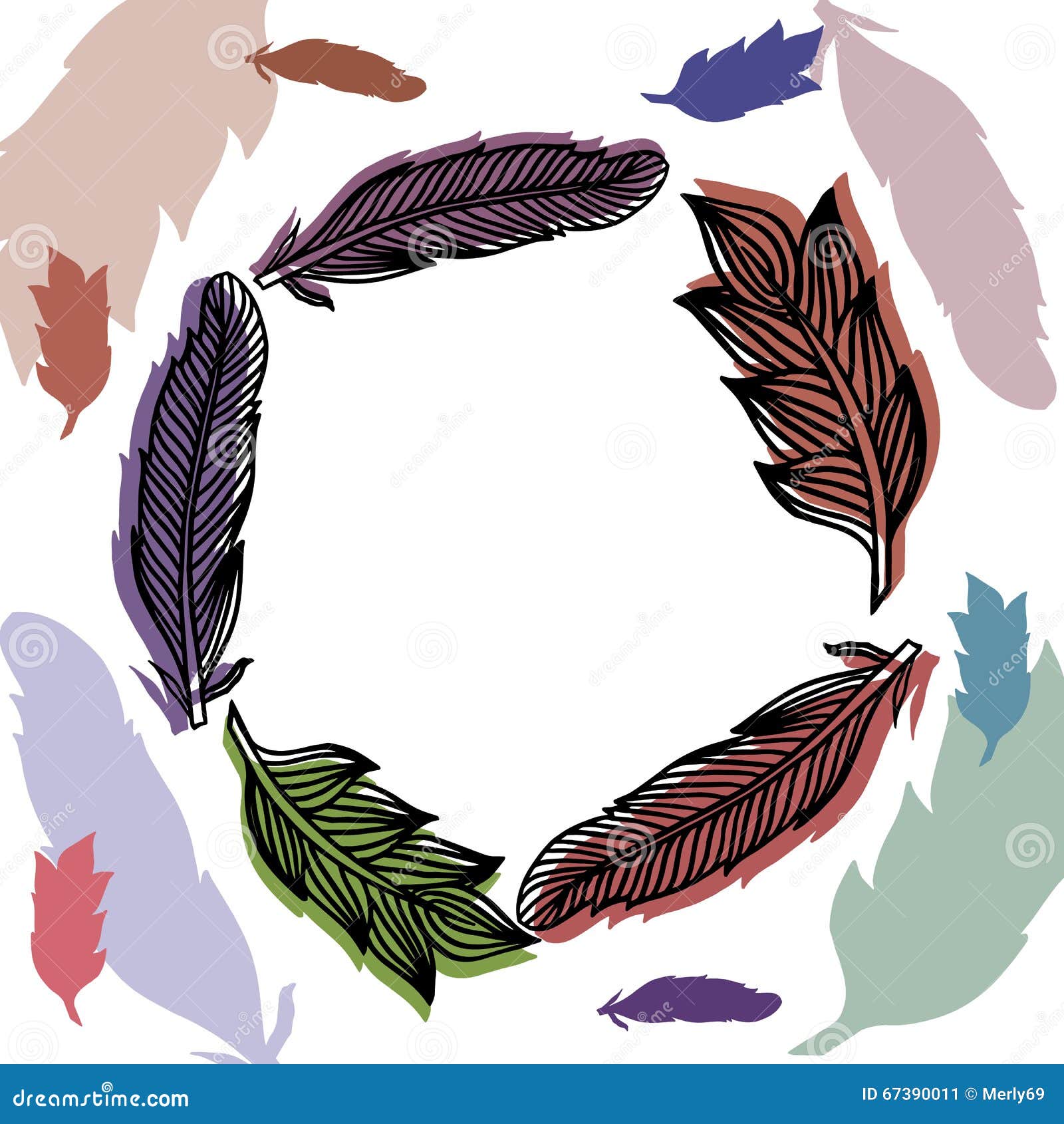 Feathers Frame Round Border Royalty-Free Stock Photography ...