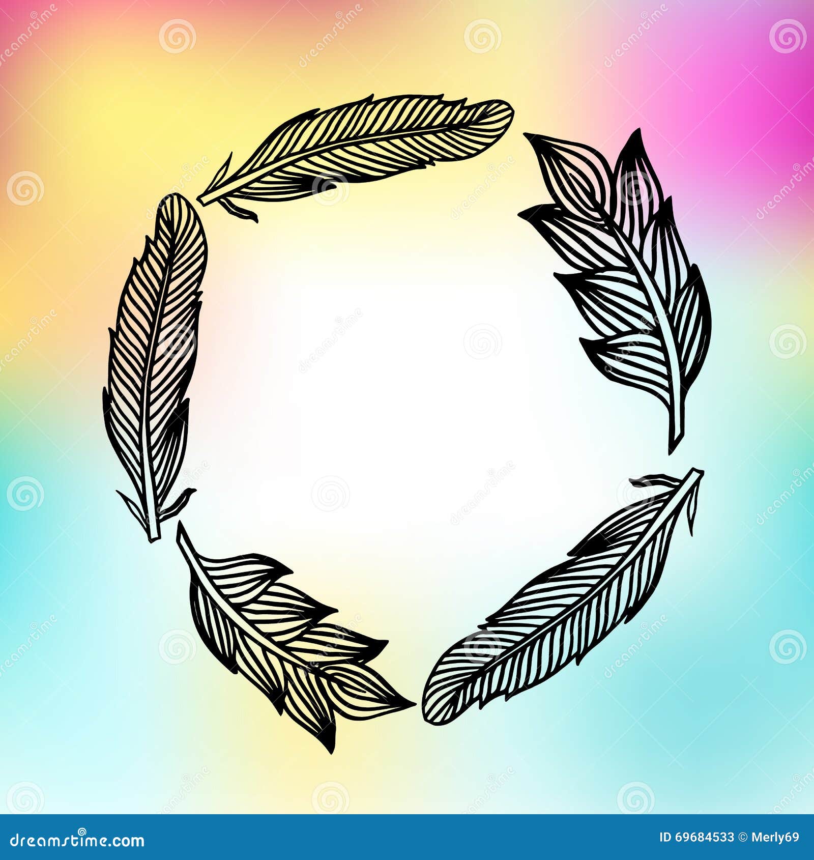 Feathers Frame Round Border Royalty-Free Stock Photography ...