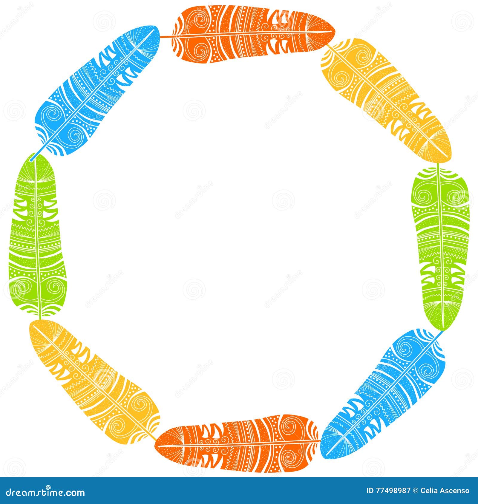 Feathers Frame Round Border Stock Illustration - Illustration of border ...