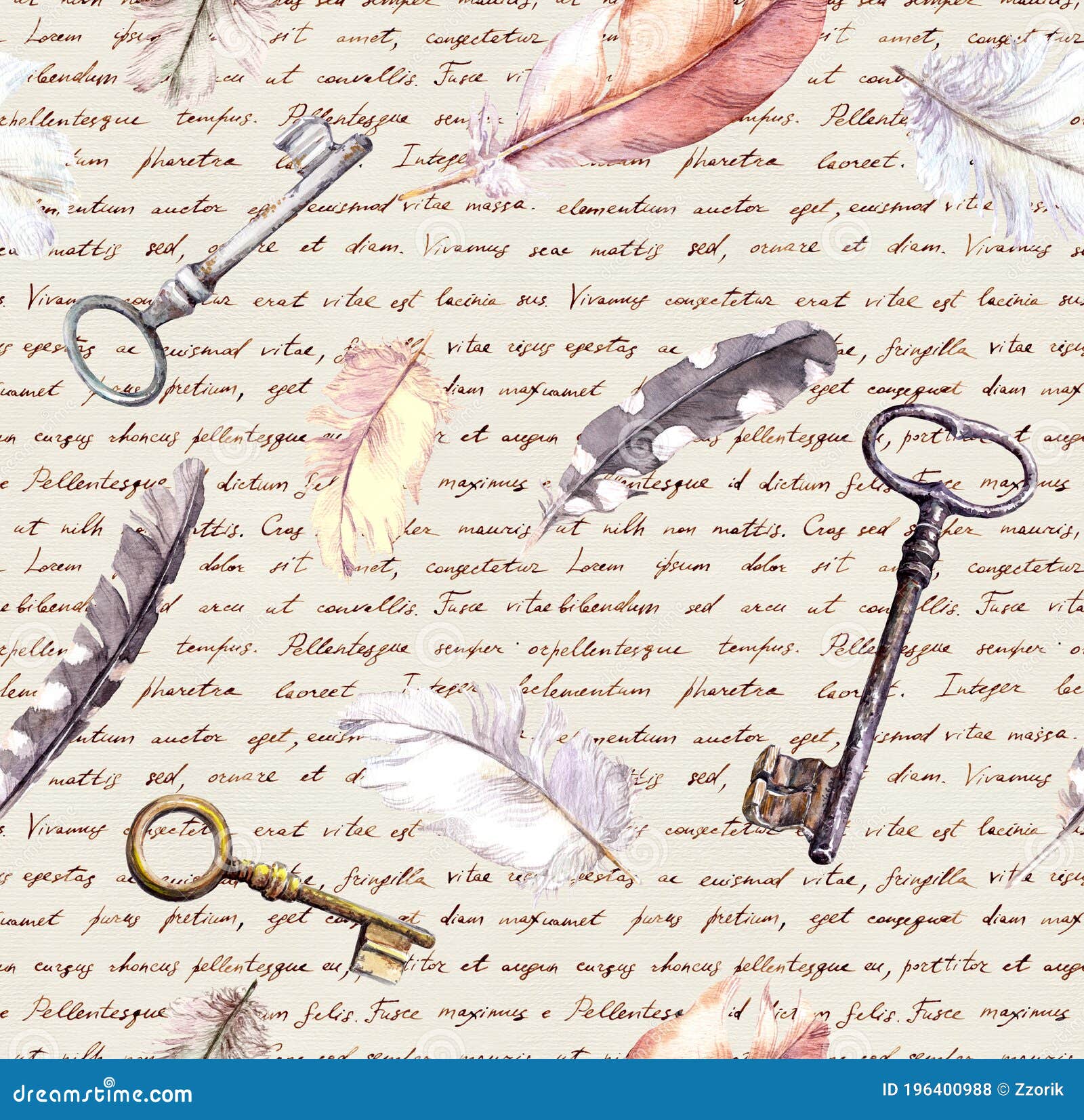 Feathers, Keys Pattern, Paper Texture With Hand Written Text Notes ...