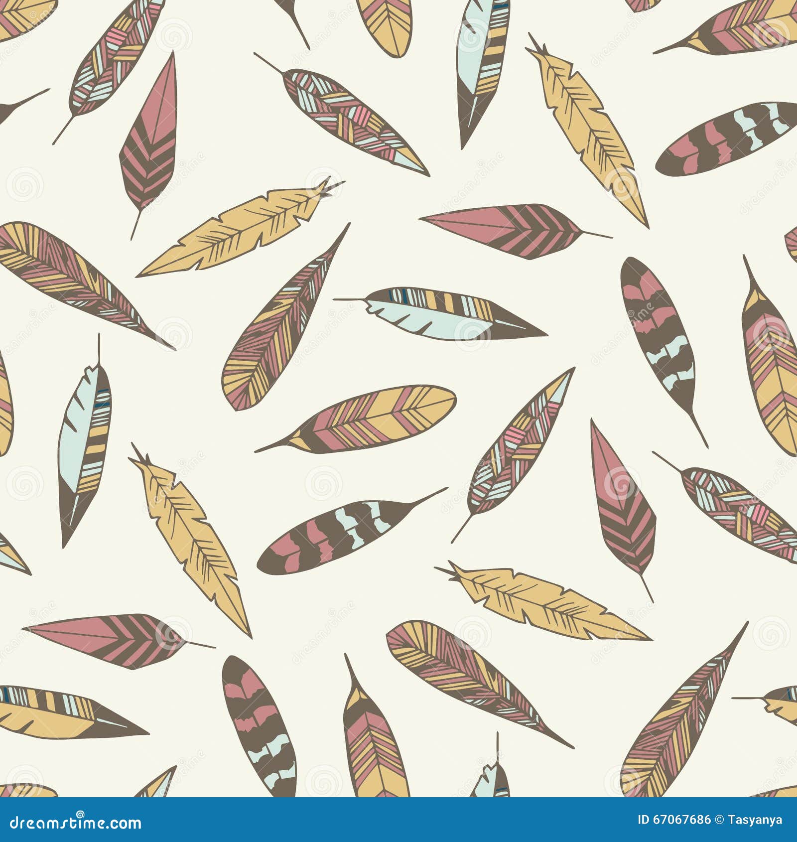 Feathers pattern seamless. stock vector. Illustration of fabric - 67067686
