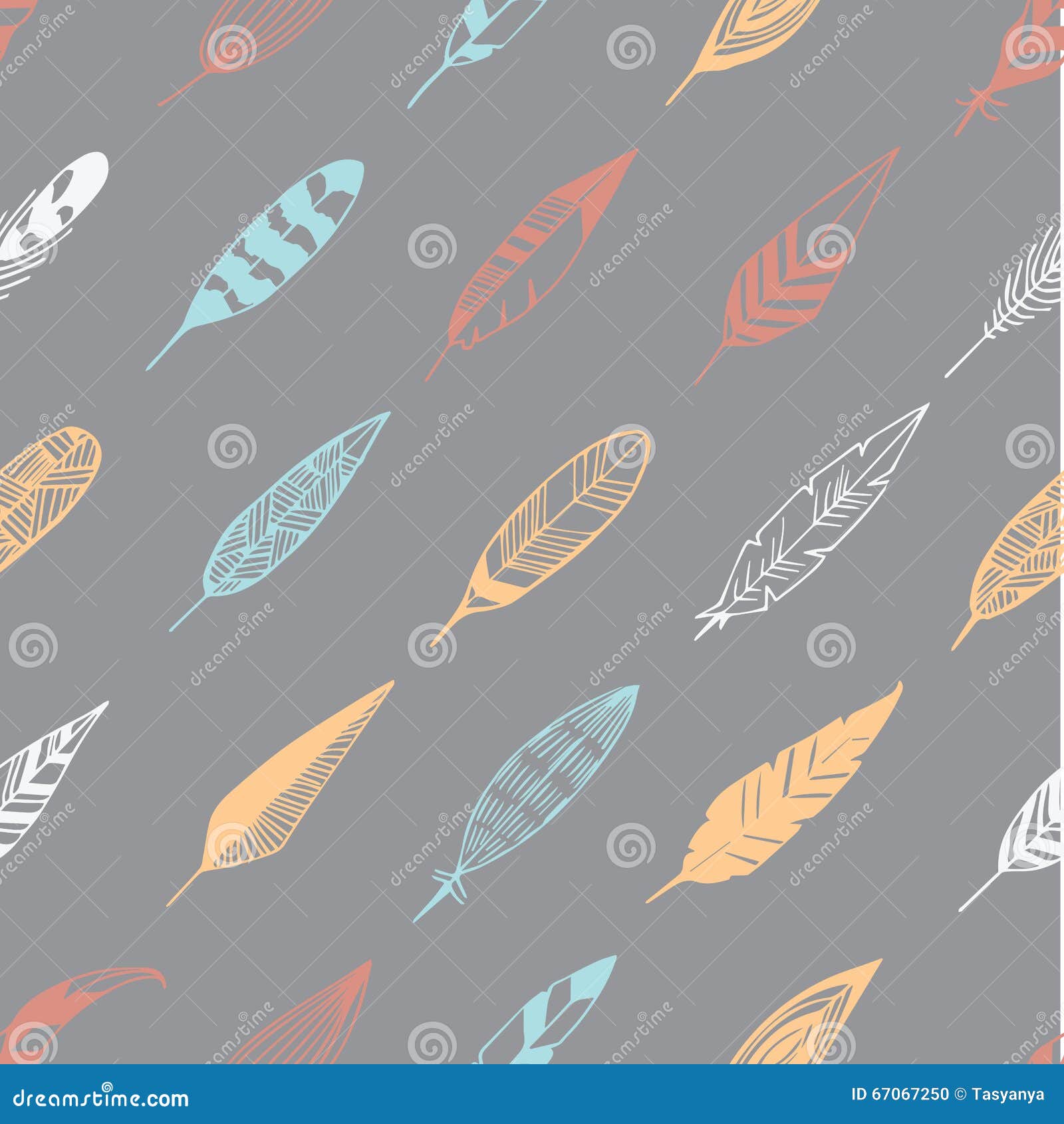 Feathers pattern seamless. stock vector. Illustration of beautiful ...