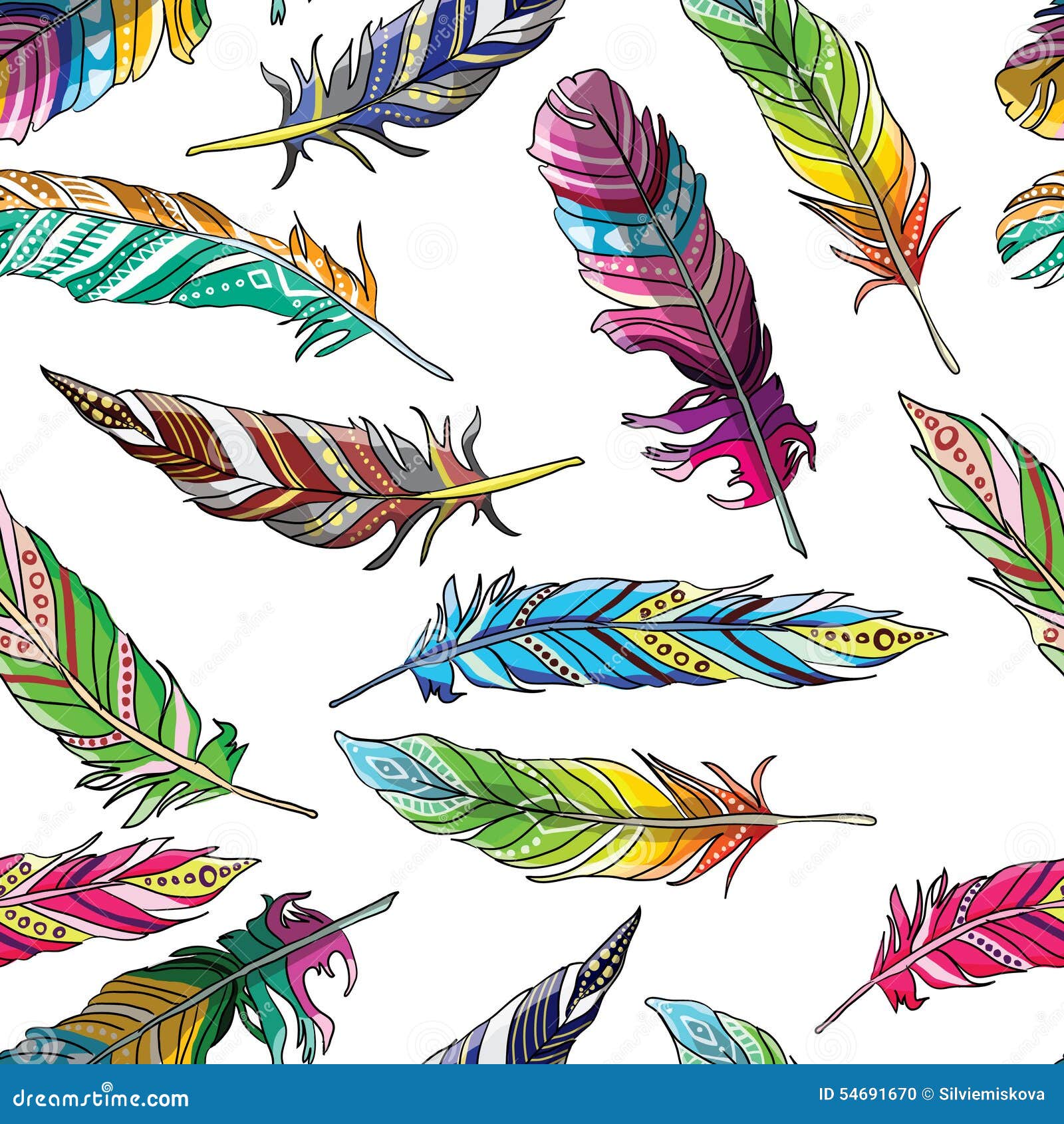 Feathers pattern stock vector. Illustration of textile - 54691670