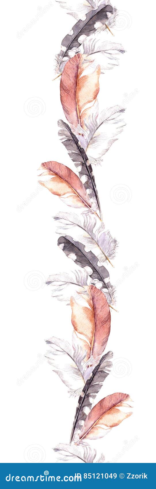 Feathers. Repeated Border Frame Stock Illustration - Illustration of ...