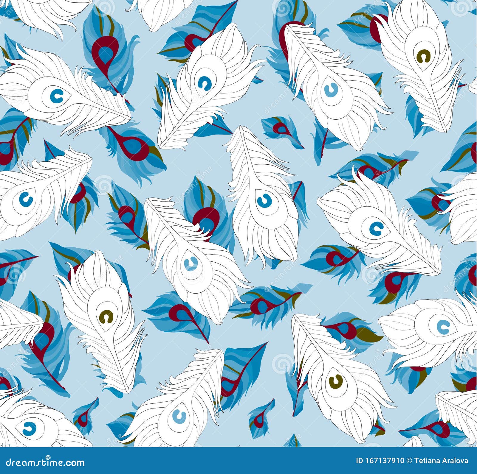 Feathers Seamless Pattern. Multicolored Decorative Abstract Bird ...