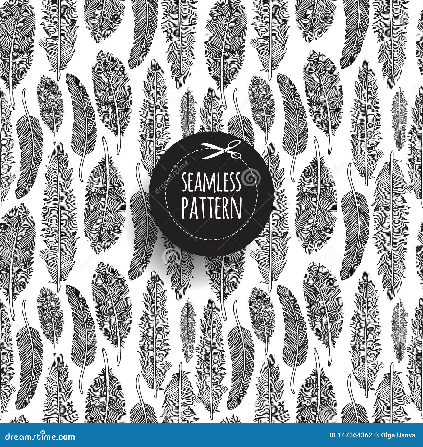 Feathers Set Illustration Set on White Background. Hand Drawn Vector ...