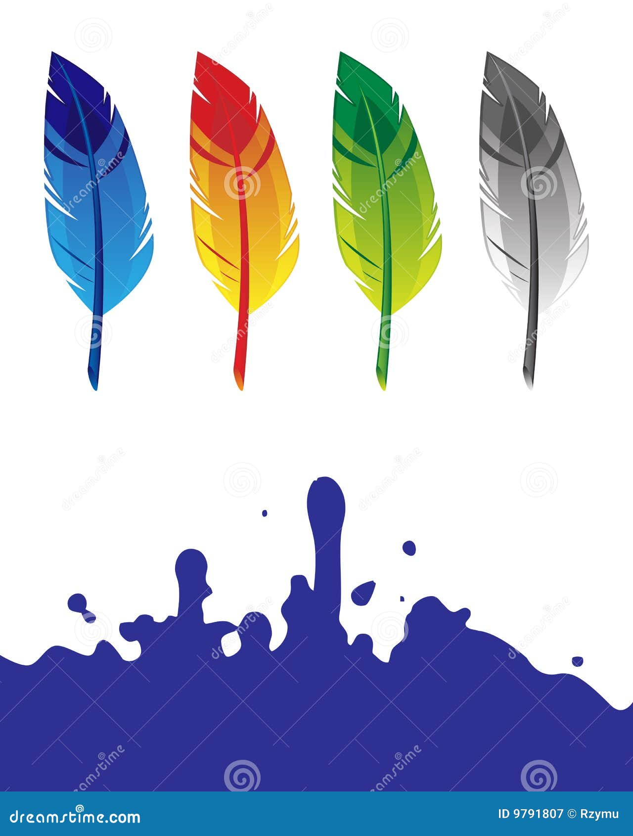 Feathers and splash stock vector. Illustration of fluffy - 9791807
